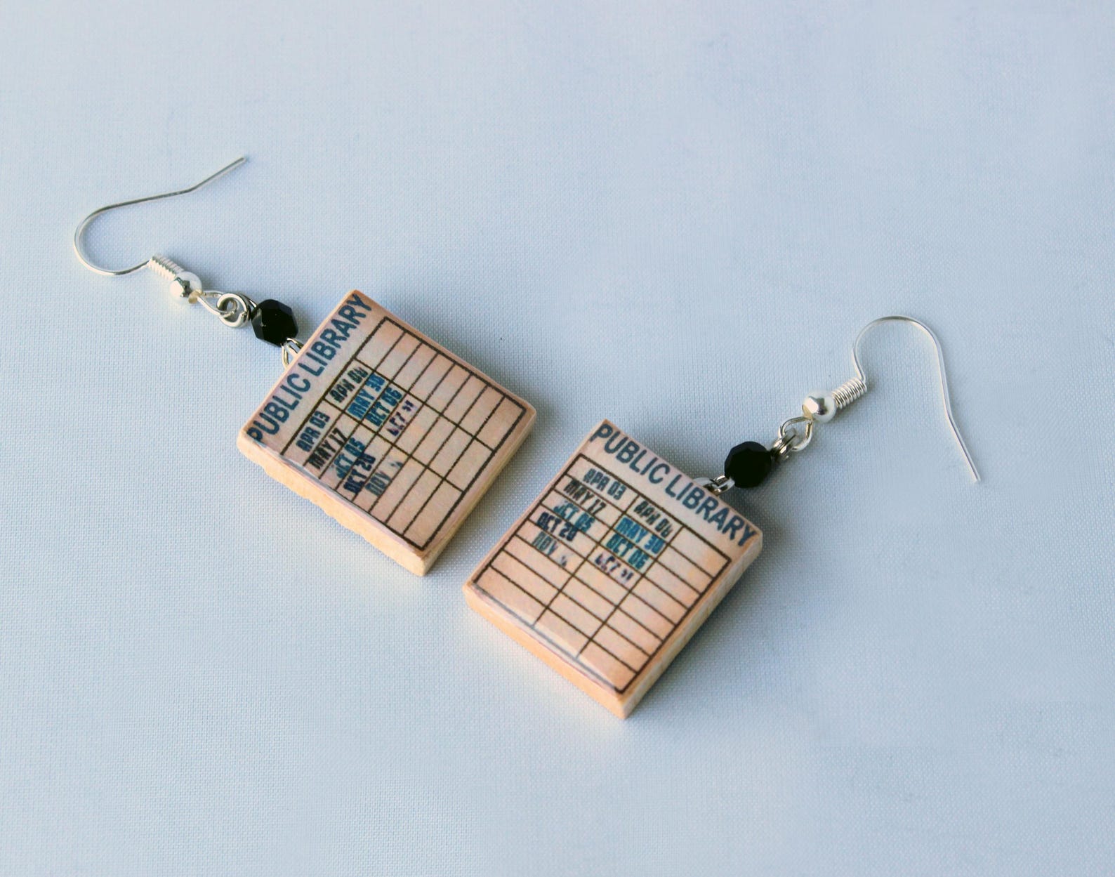 Library Card Scrabble Tile Dangle Earrings - Etsy
