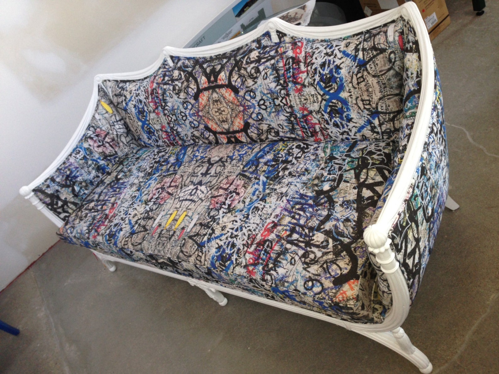 Graffiti Sofa Designed by A&A Textiles. One-of-a-kind Fabric ...