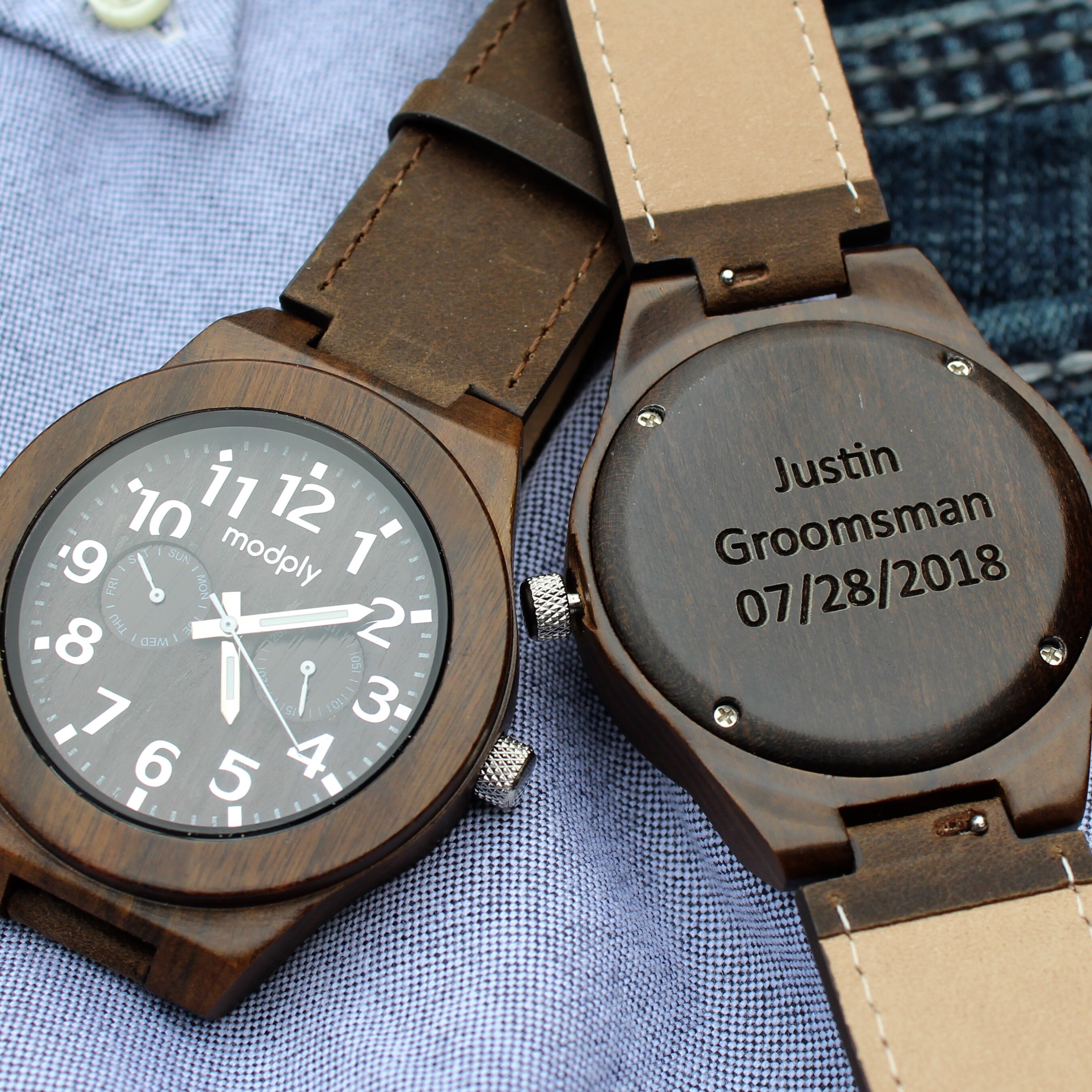 Groomsmen Watches Set, Engraved Wood Watches, Initals Wedding Watches ...