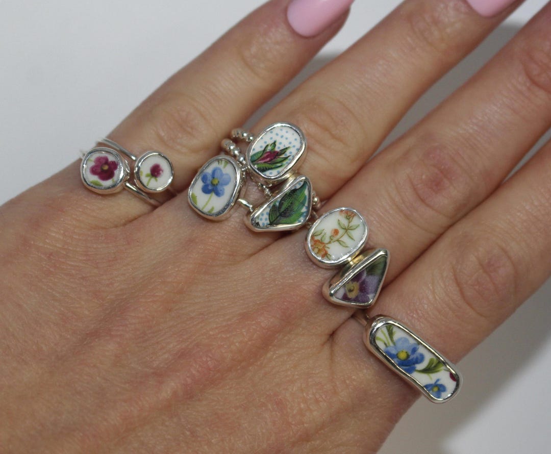 Sterling Silver Recycled Pottery Rings - Etsy