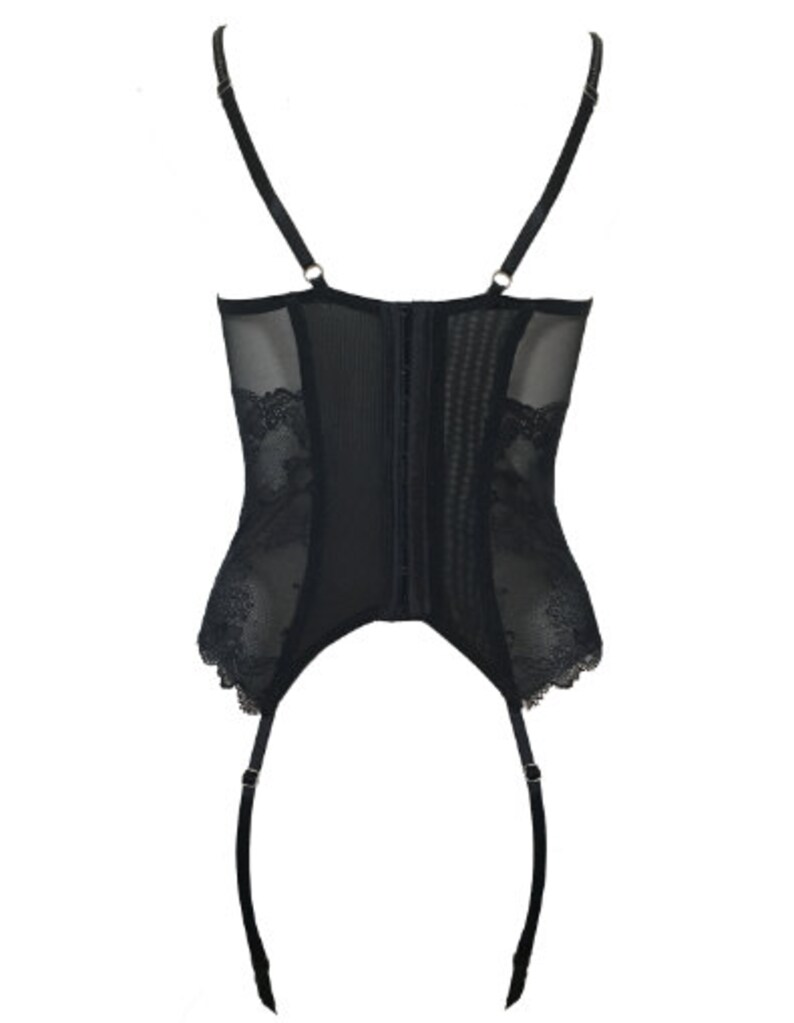 Leavers Lace Soft Mesh Basque Sheer Basque Sexy Lingerie Stretch Basque ...