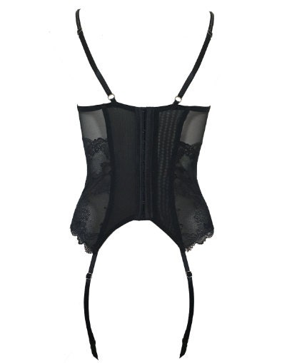 Leavers Lace Soft Mesh Basque Sheer Basque Sexy Lingerie Stretch Basque ...