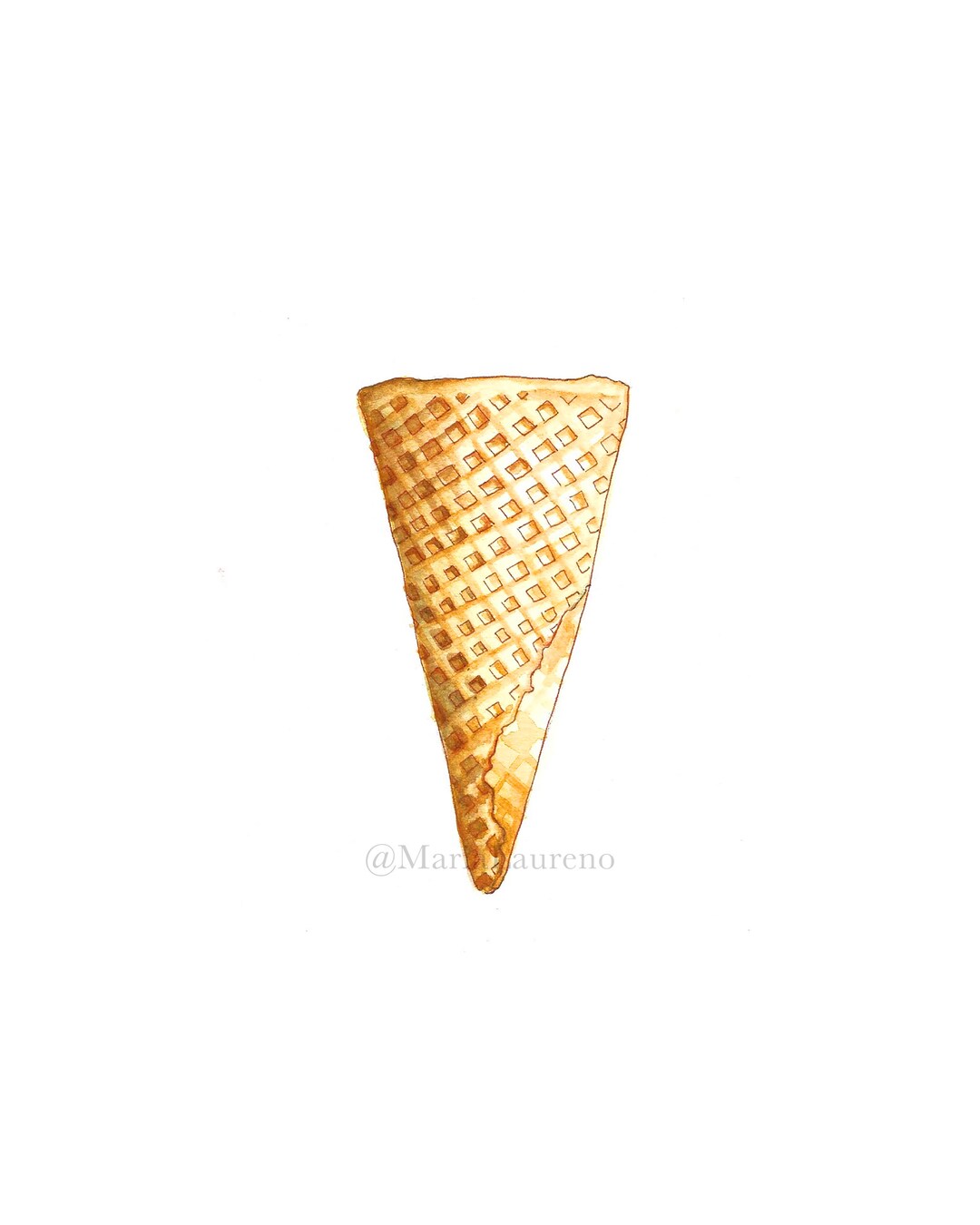 Whimsical Waffle Cone Watercolor Print | Kitchen Wall Art| Ice Cream ...