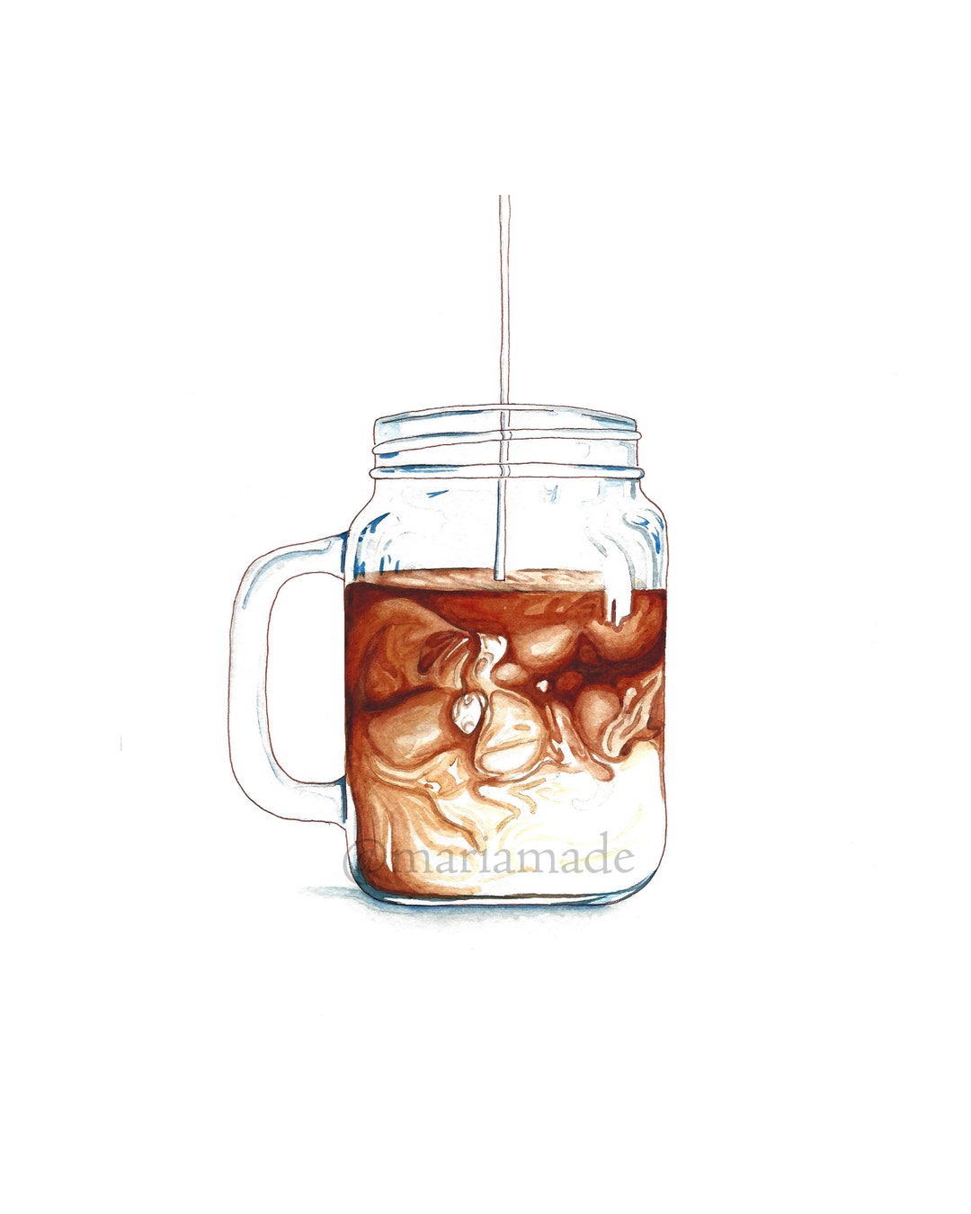 Iced Coffee Cup Watercolor Print| Coffee Bar Art| Kitchen Art Print ...