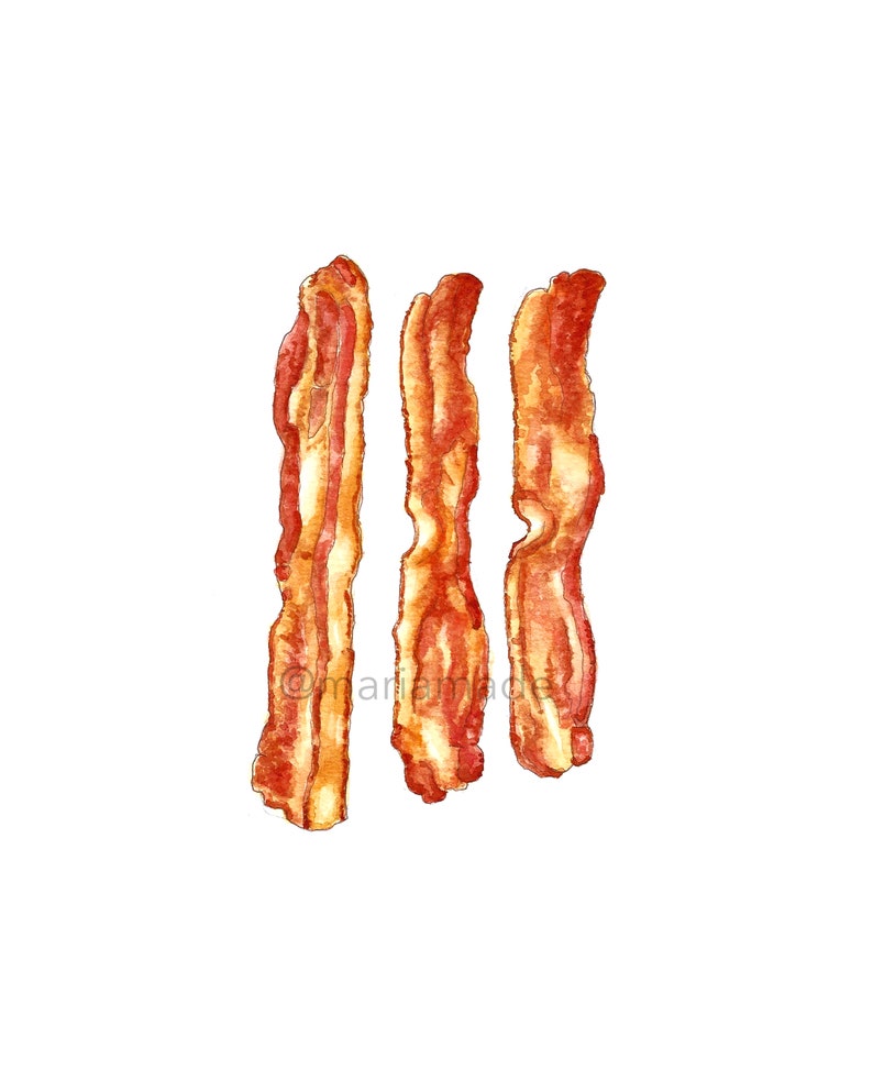 Bacon Watercolor Print| Kitchen Art Print| Kitchen Watercolor| Bacon ...