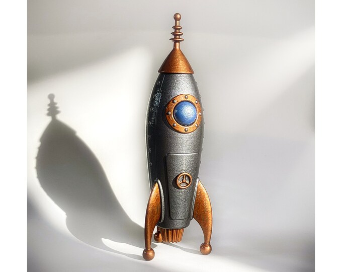 Cast Iron Rocket Ship Moon Collectible Coin Money Savings Bank Space ...
