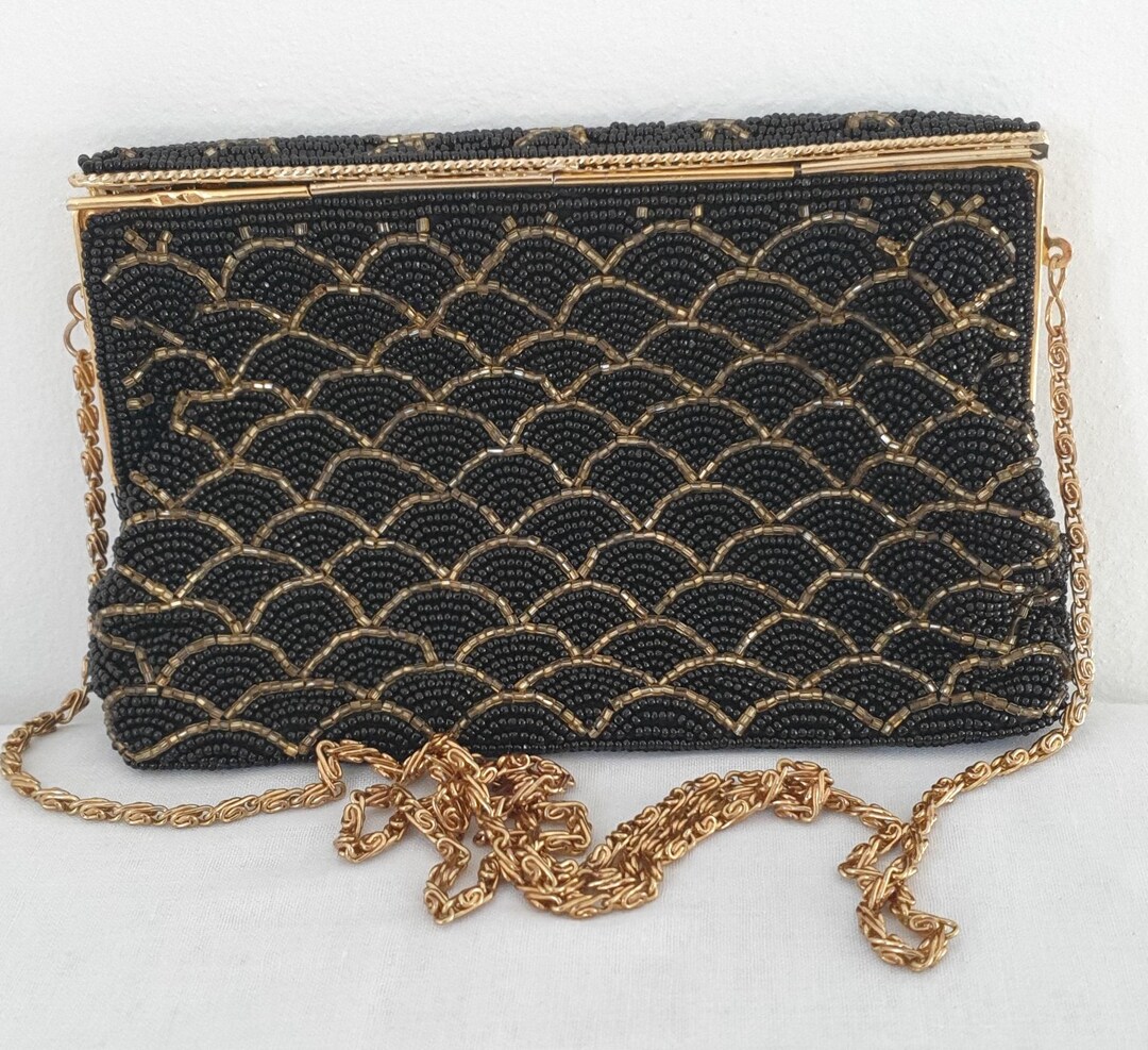Handbag Clutch Wedding Pearls Black Gold Bag Chain Going Out ...