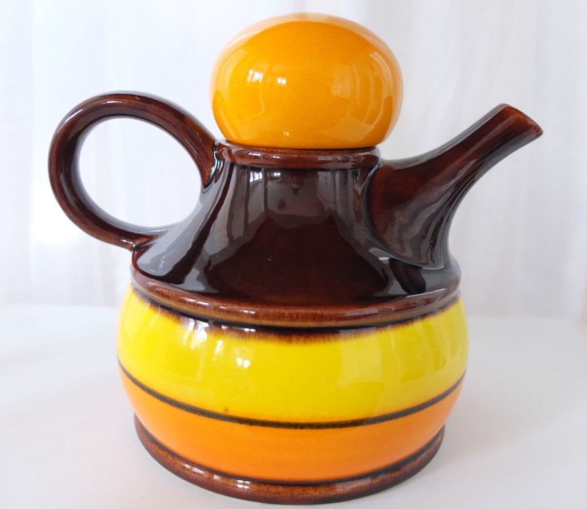 Stylish coffee pot ceramic pot ceramic glazed yellow brown | Etsy