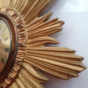 Clock Gold Leaf Sun Design Italy Sunburst Gilded Carved Wood - Etsy