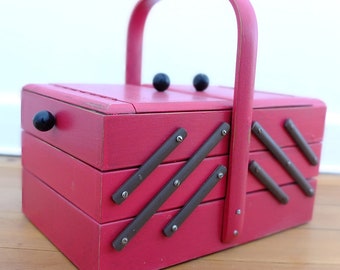Red Sewing Box - Etsy