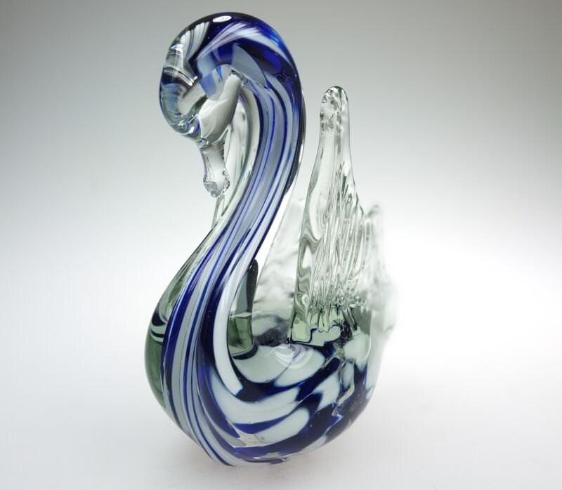 Swan Blue Cobalt Blue Blue / White 70s - Etsy