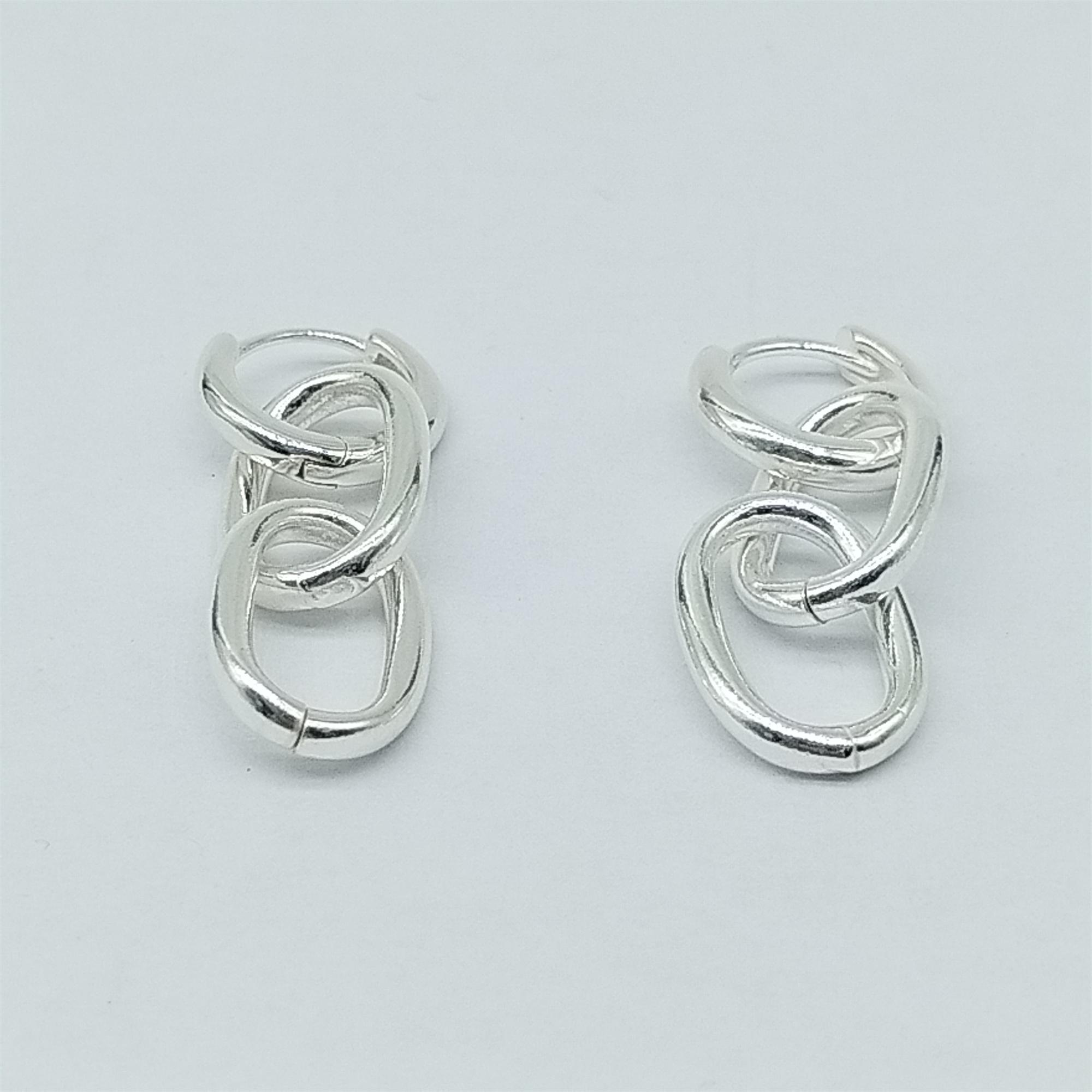Sterling Silver Chain Huggie Earrings: Dangle Drop Hoops - Etsy