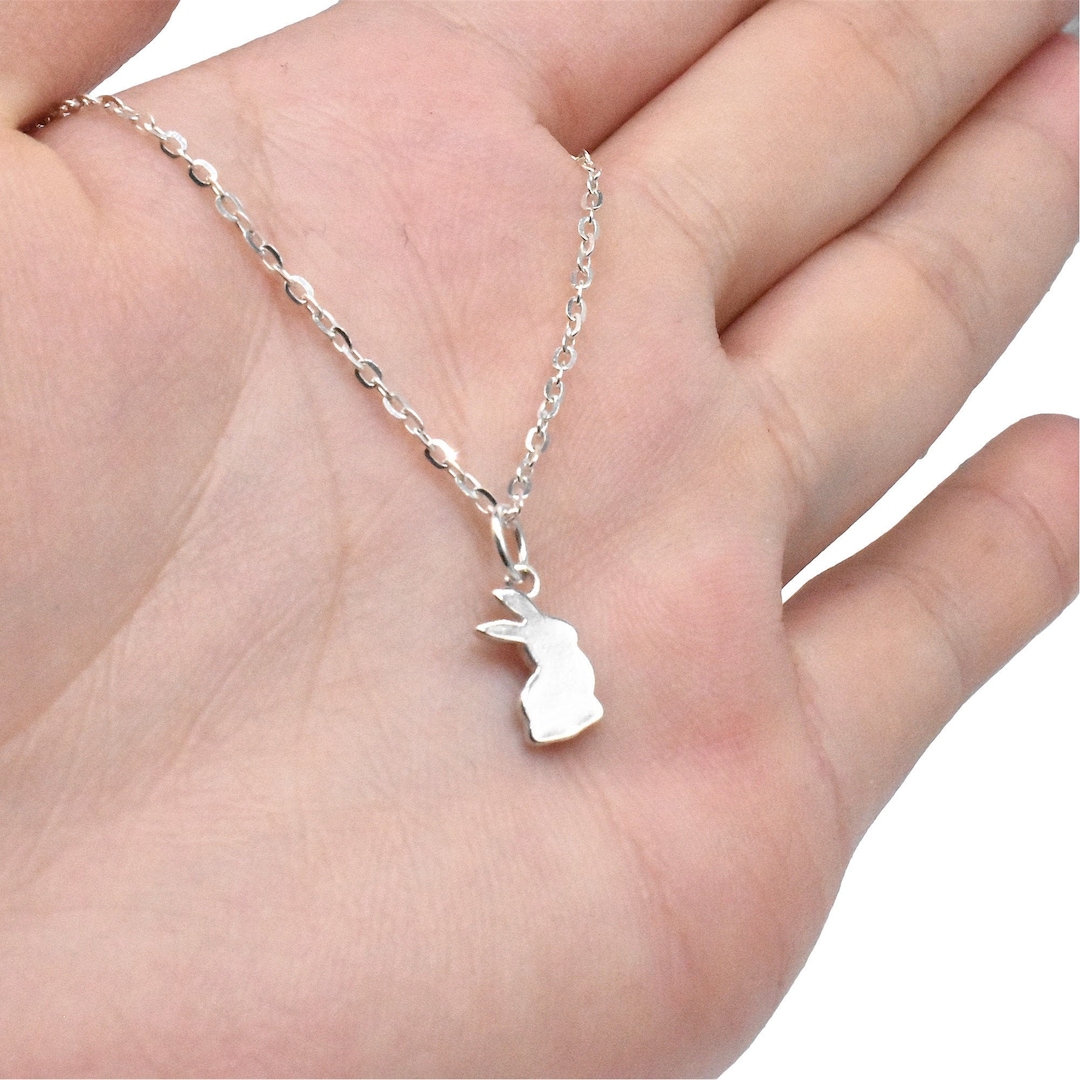 Sterling Silver Rabbit Necklace, 925 Silver Bunny Necklace, Animal ...