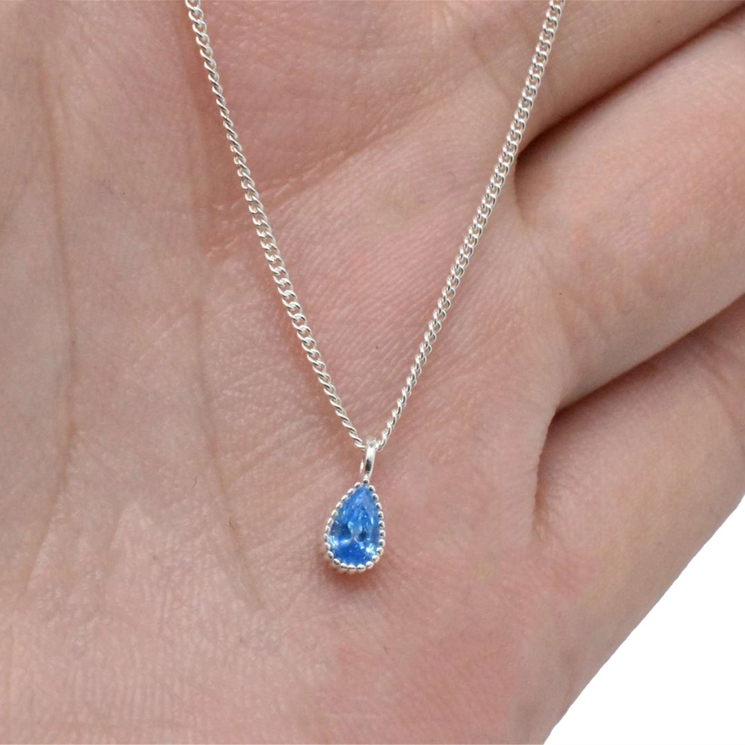 Sterling Silver Birthstone Necklace, 925 Silver Birthstone Necklace ...