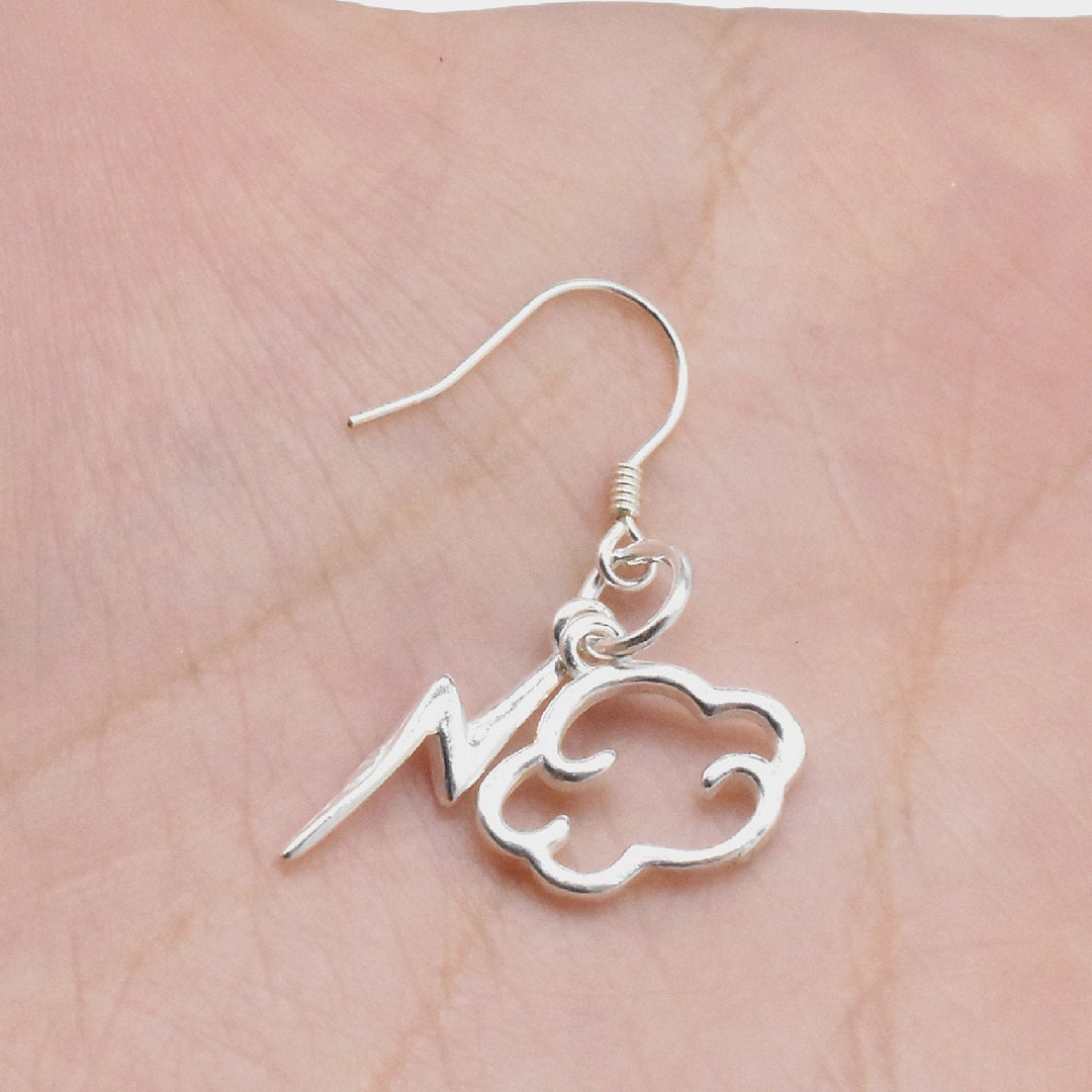 1 Pair Sterling Silver Cloud Lightning Earring, 925 Silver Cloud ...