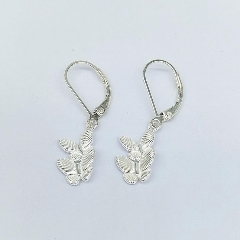 Sterling Silver Double Butterfly Leverback Earrings: Nature Jewelry - Etsy