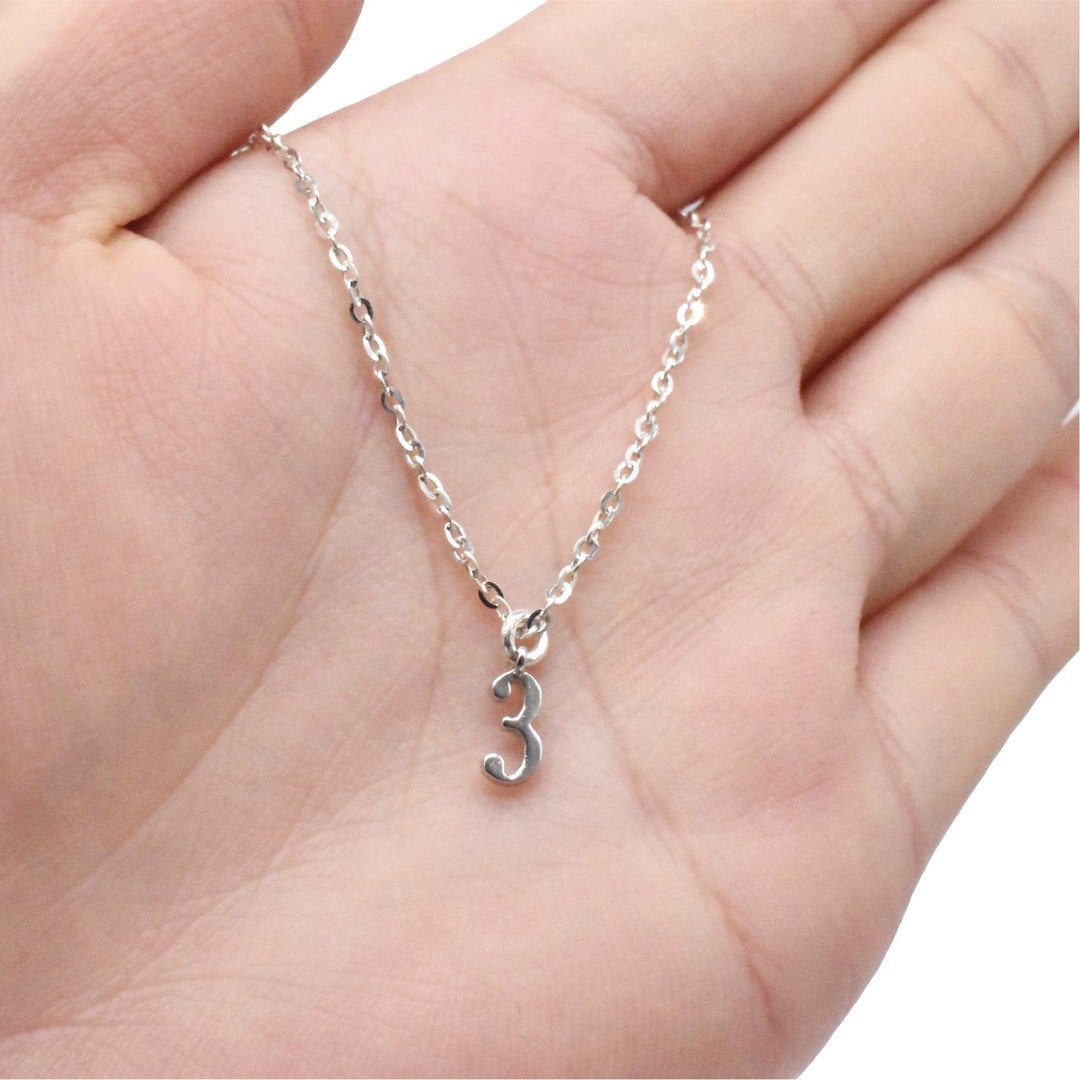 Sterling Silver Number Necklace, 925 Silver Number Necklace, Number ...