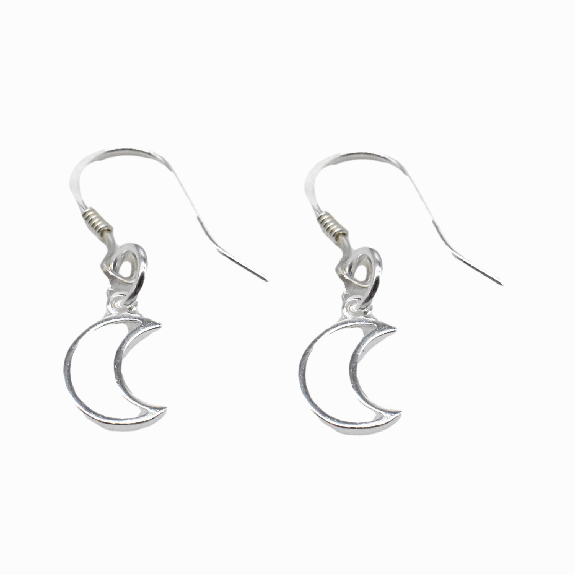 1 Pair Sterling Silver Moon Earrings, 925 Silver Half Moon Earrings ...