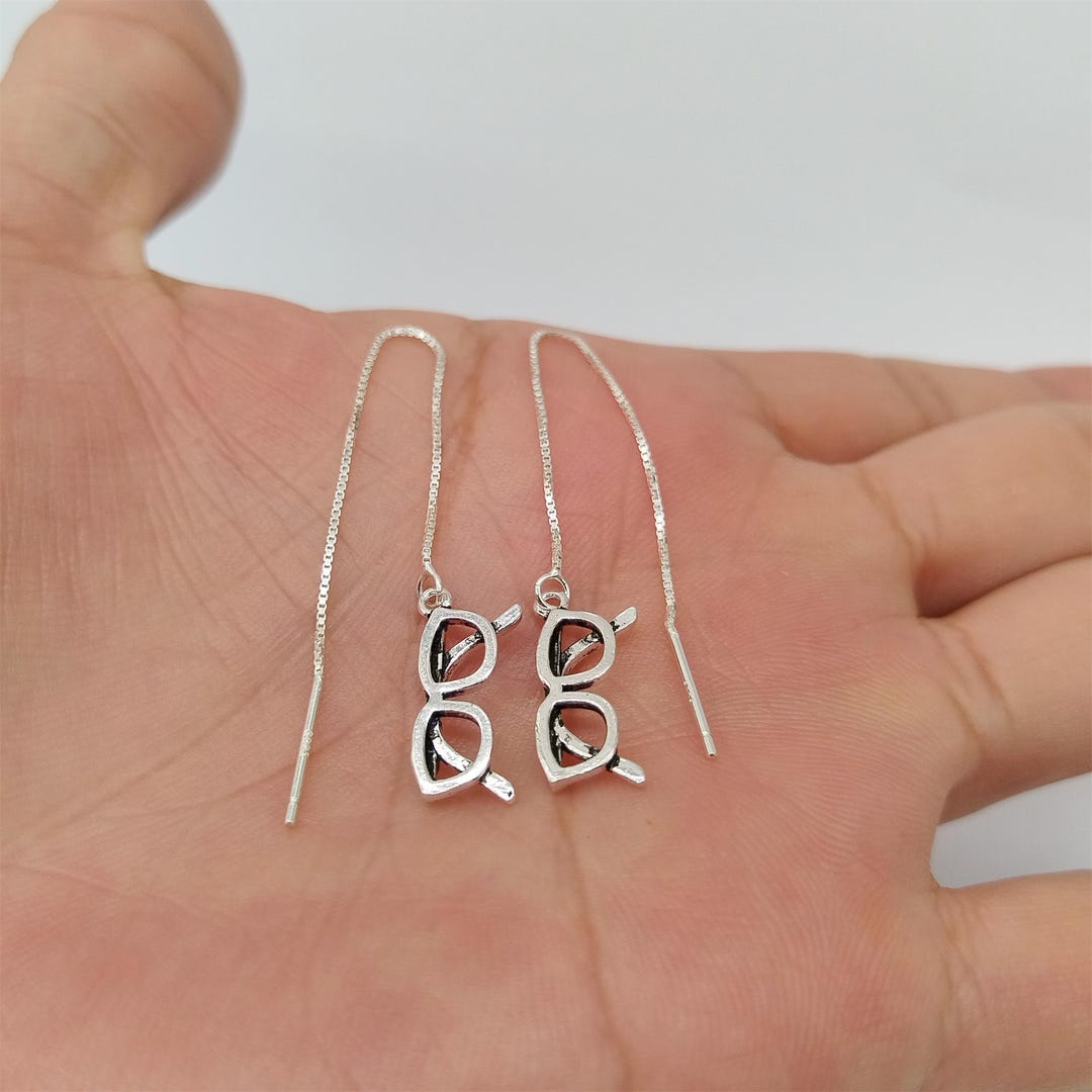 Sterling Silver Small Glasses Earring Threader, 925 Silver Glasses ...