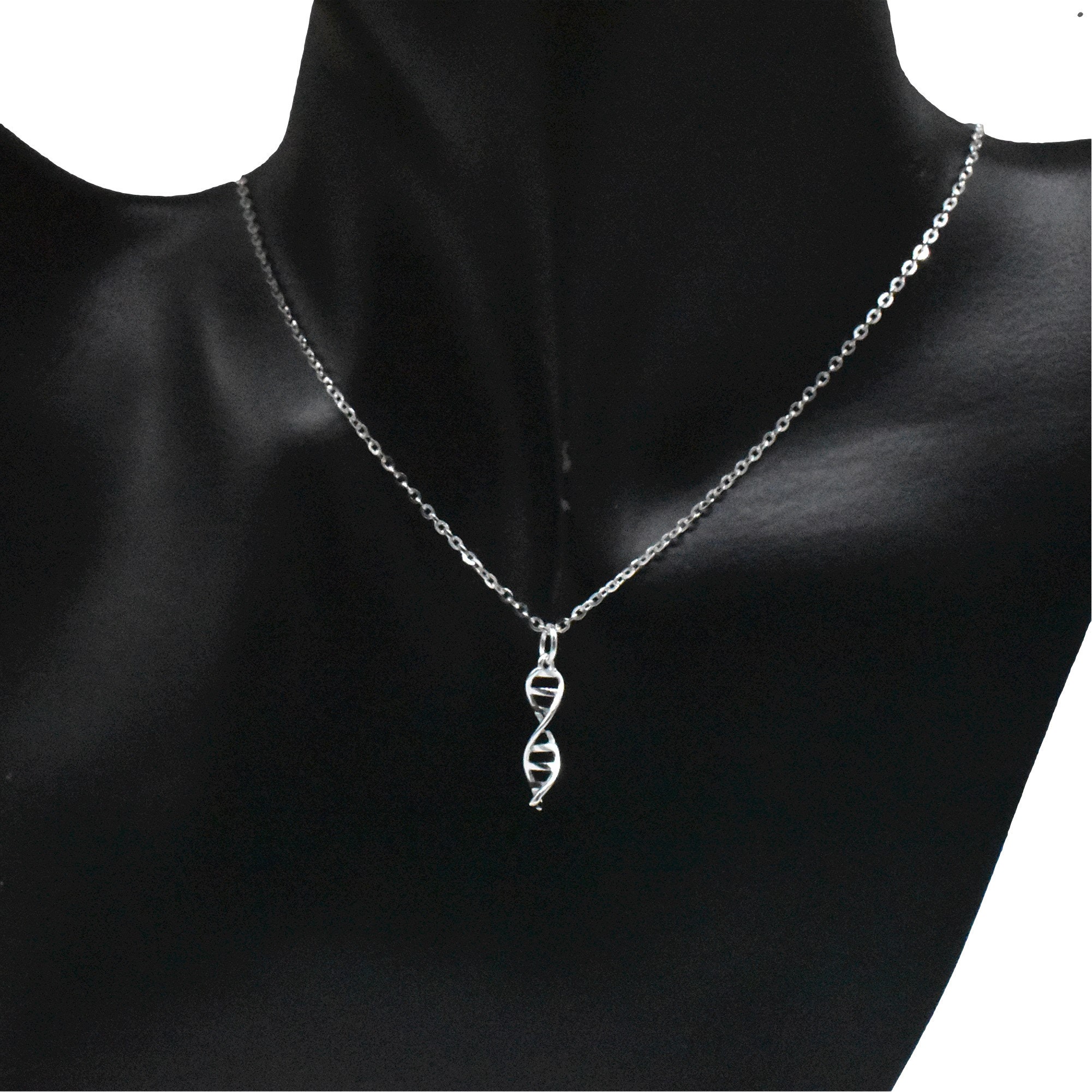 Sterling Silver DNA Necklace, 925 Silver DNA Necklace, Double Helix ...