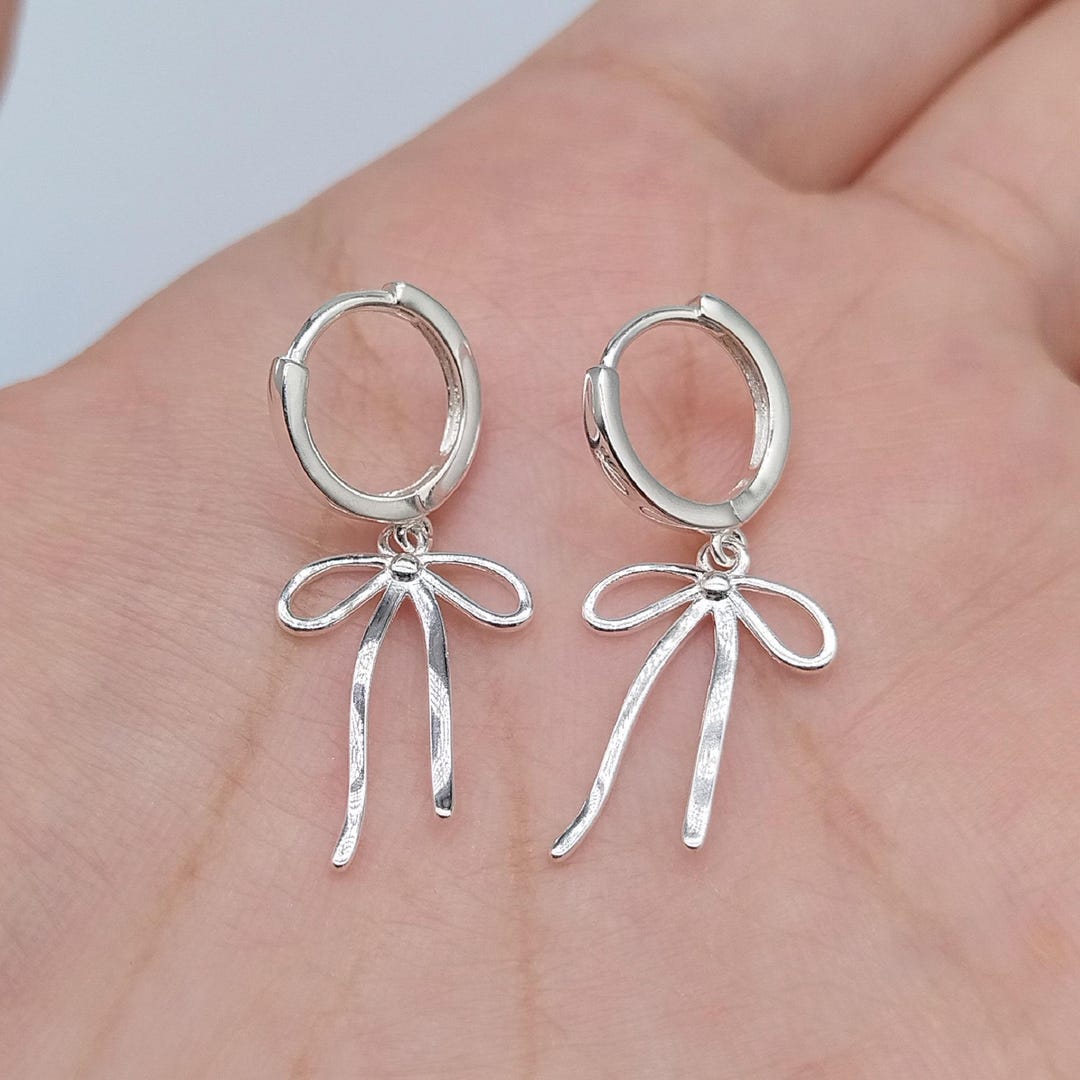 Sterling Silver Bow Earrings, 925 Silver Bow Earring, Bow Knot Earring ...