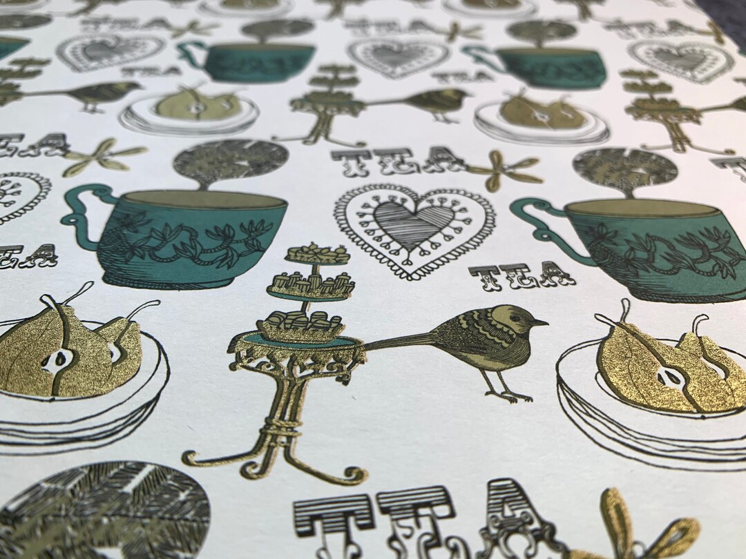 Coffee & Tea - Wrapping Paper/gold Embossed/sheet Style/cute/pretty ...