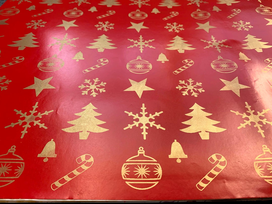 Red Christmas - Wrapping Paper/gold Embossed/sheet Style/cute/pretty ...