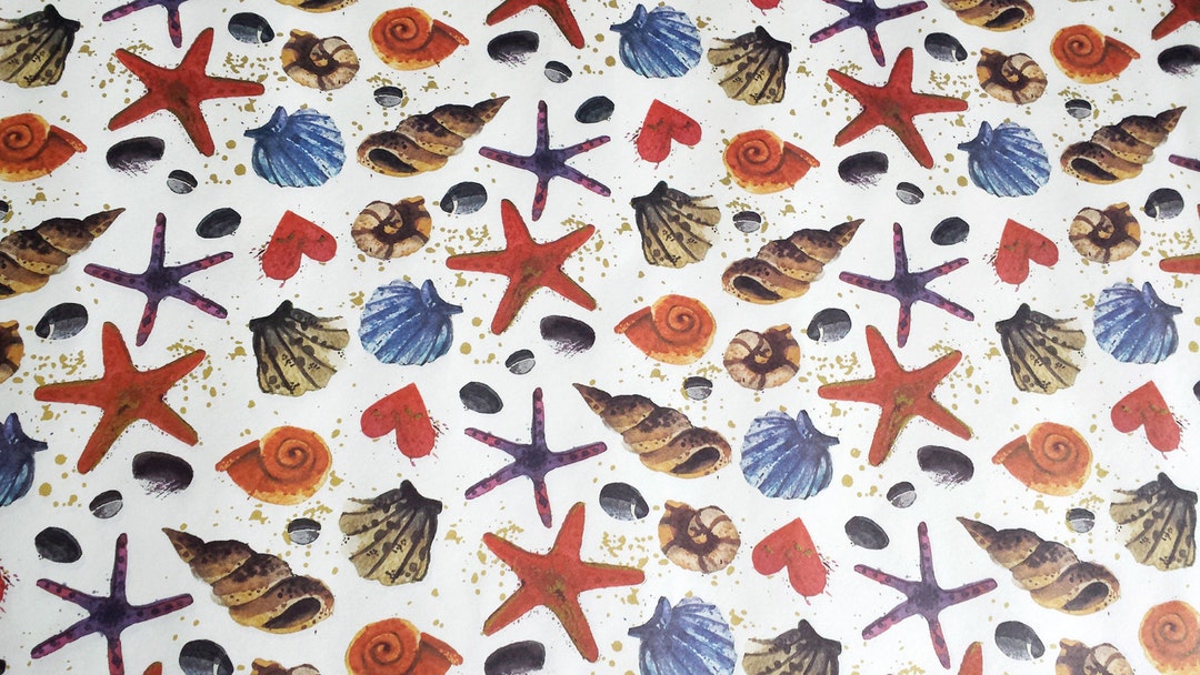 Starfish Beach - Wrapping Paper/gold Embossed/sheet Style/cute/pretty ...