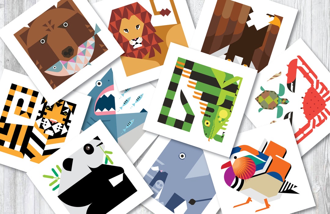 Delightful Set of 10 Modern Animal Postcards Designs for Mailing or ...