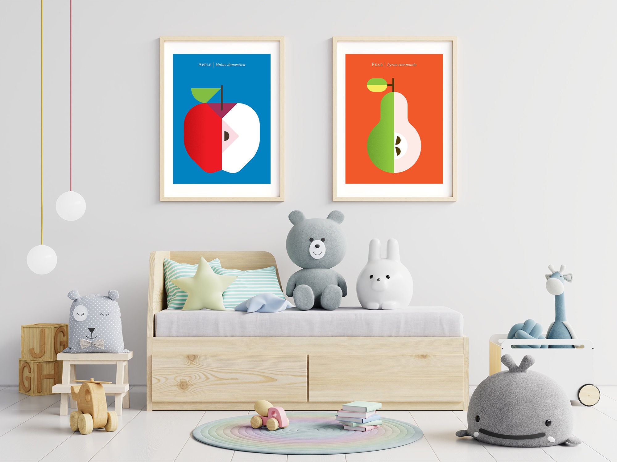 Modern Apple Print for the Kitchen, Office, Kids Room. Minimalist Apple ...