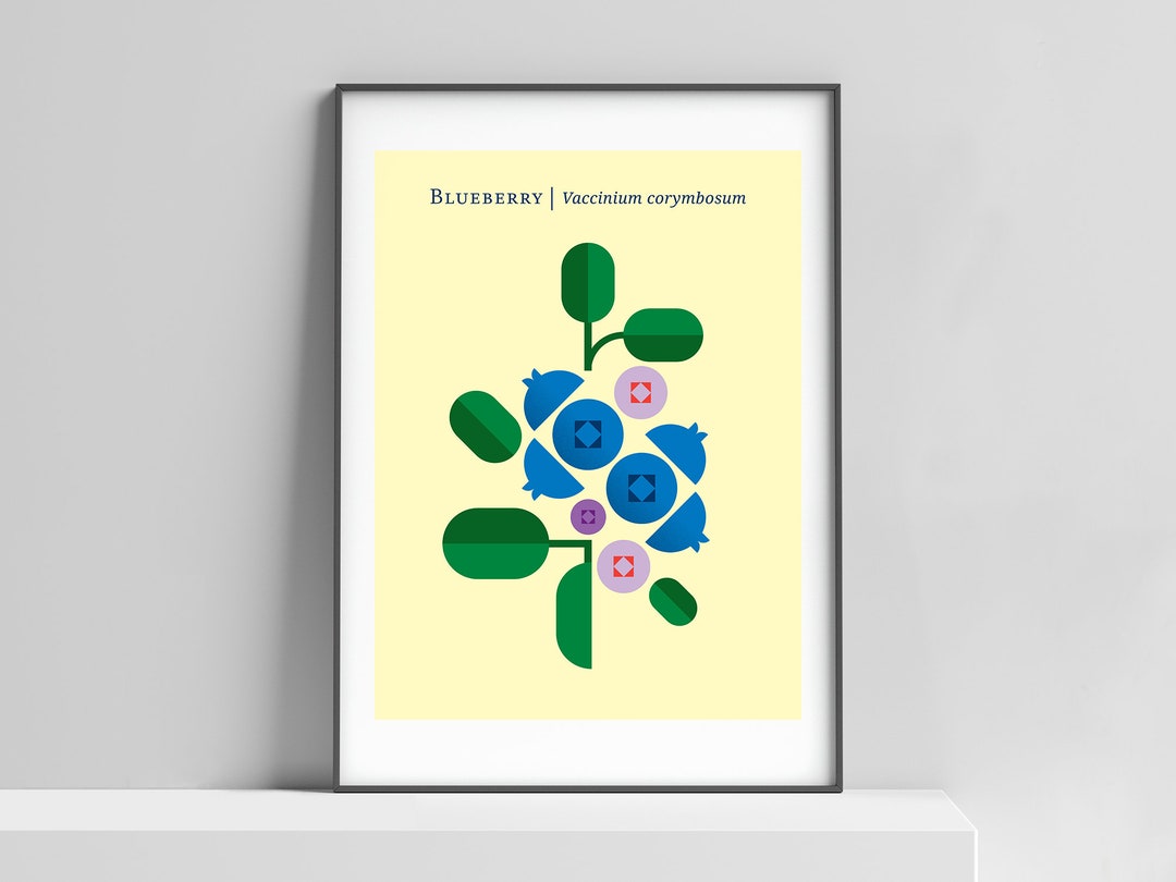 Modern Blueberry Print Poster Design for the Kitchen, Kids Room ...