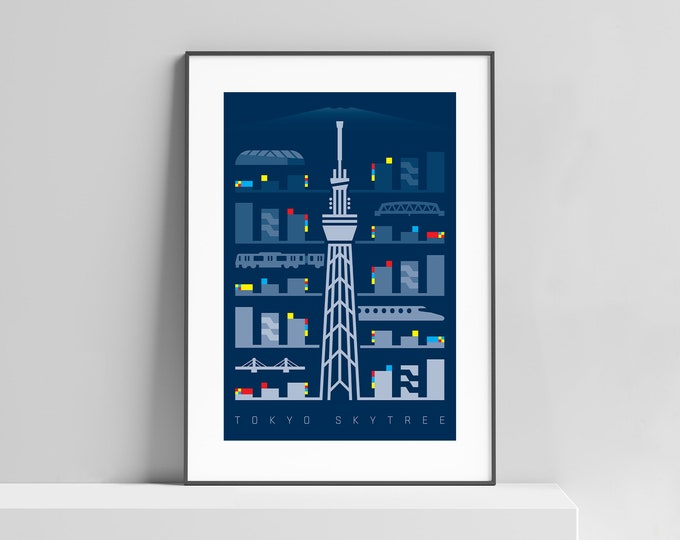 Tokyo Travel Poster, Tokyo Skytree Wall Art, Tokyo Print, Tokyo Poster ...