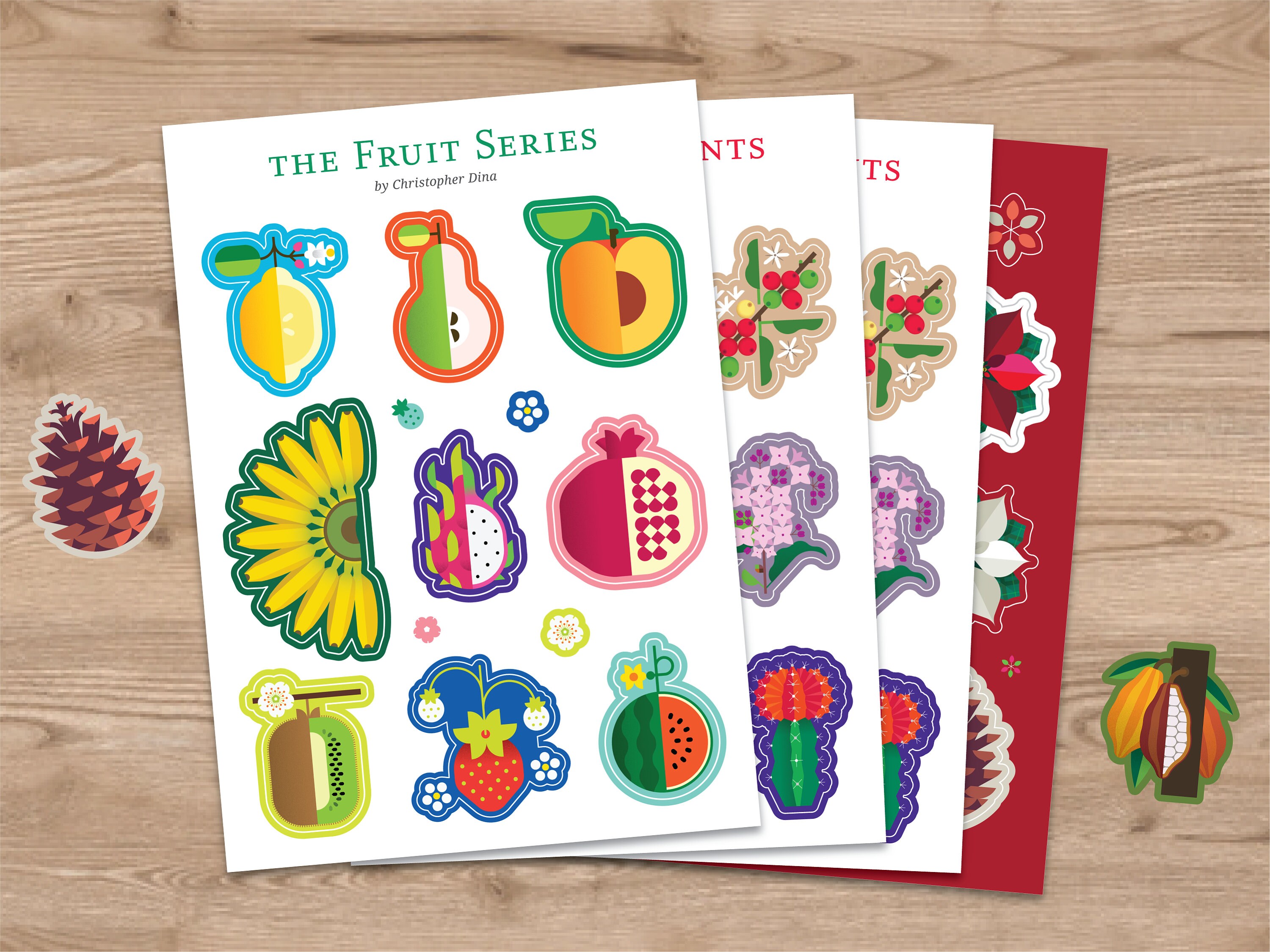 Modern Fruit Kiss-cut Stickers Sheet Featuring Designs From the Fruit ...