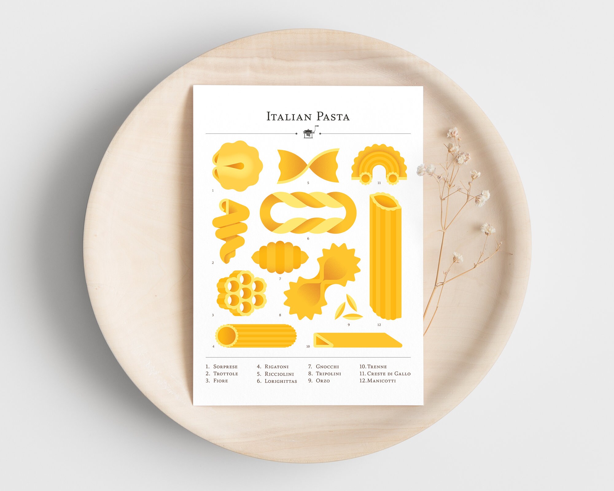 Modern Pasta Shapes Poster Print Chart for the Kitchen, Cafe or ...