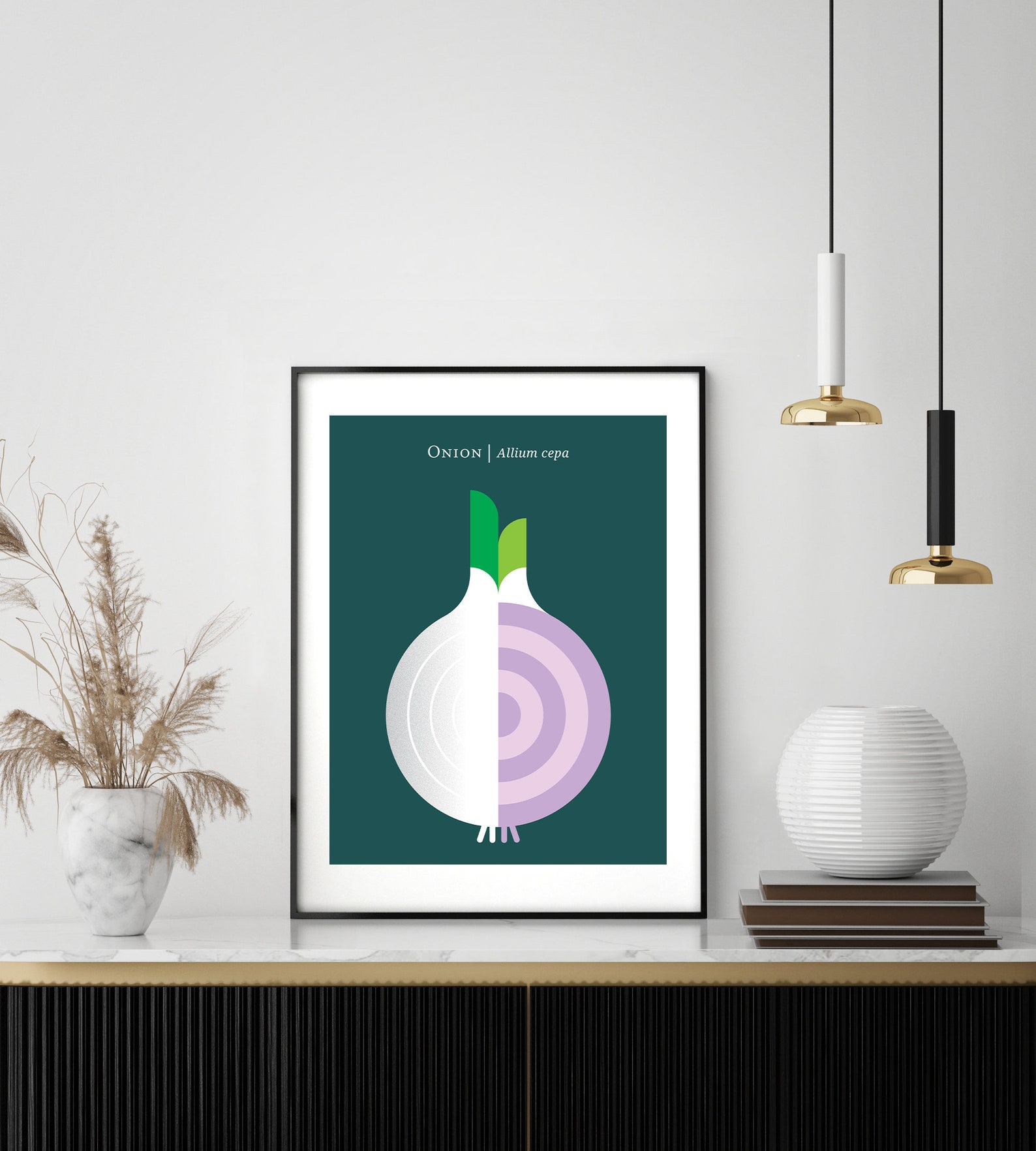 Modern Onion Art Print for the Kitchen, Home Interior. Mid Century ...