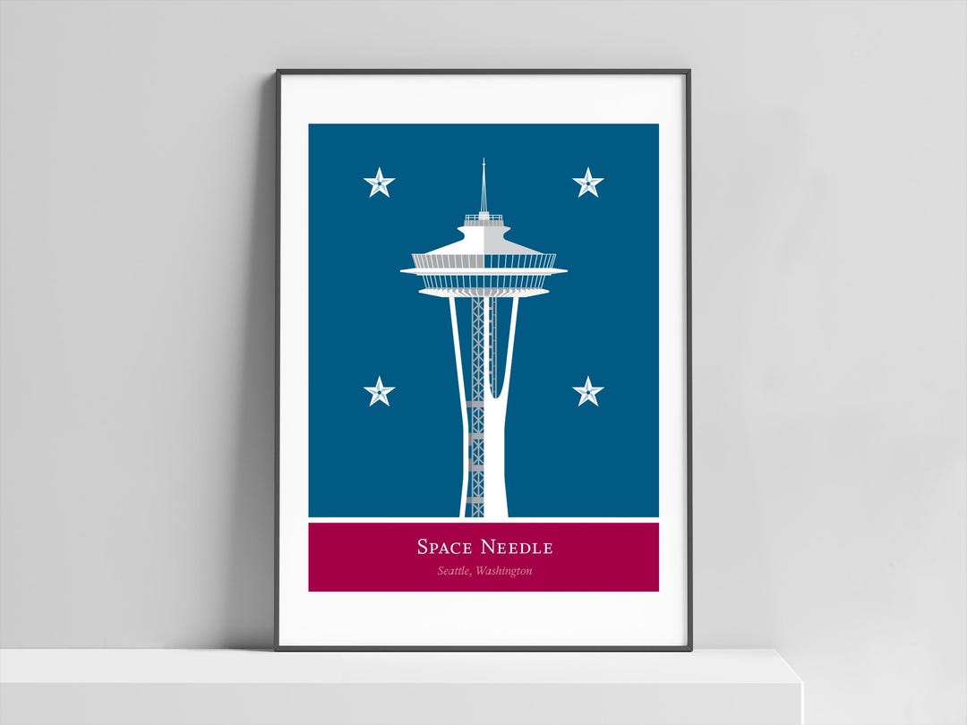 Seattle Space Needle Modern Art Poster Print for the Interior. Seattle ...