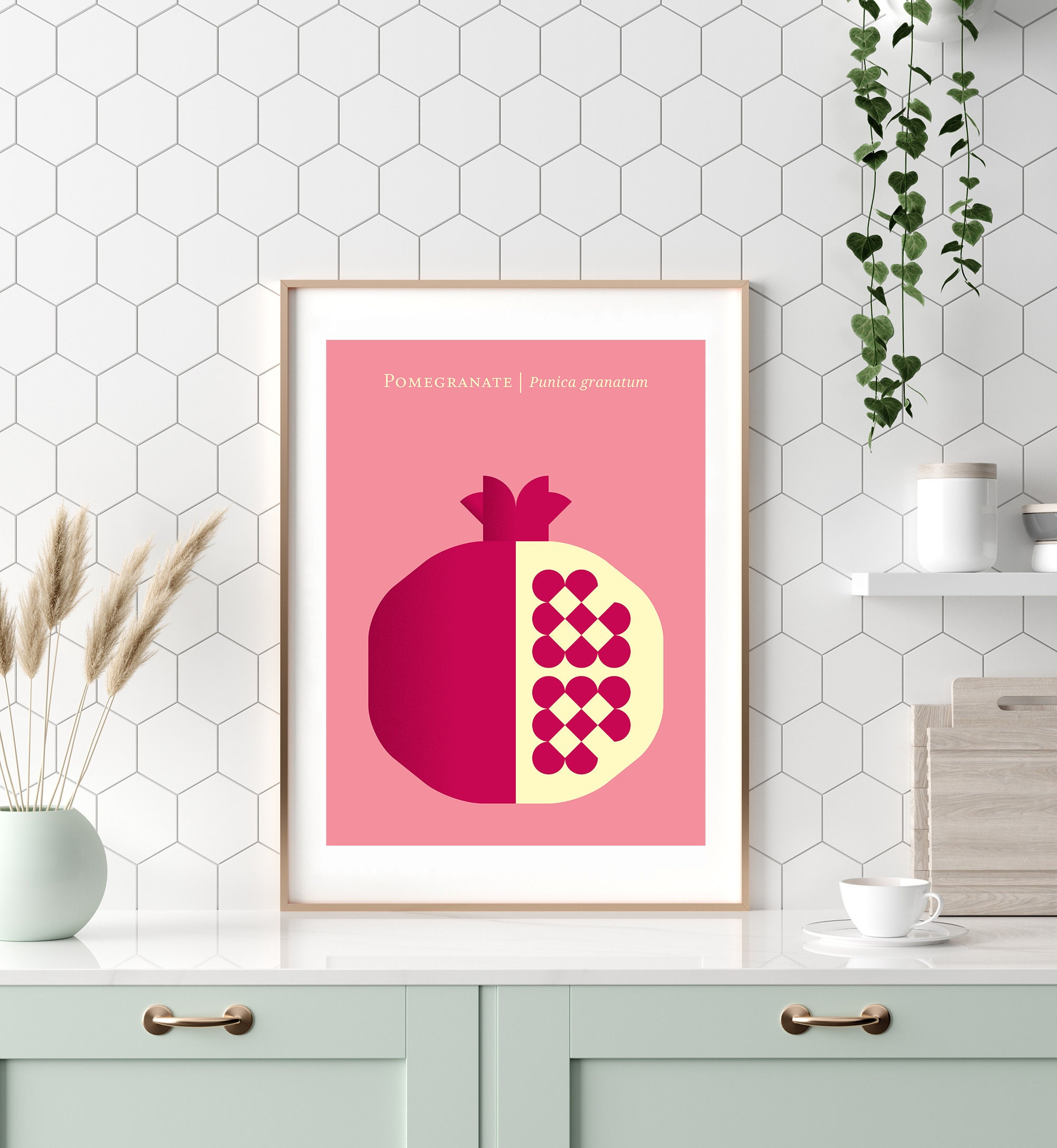 Pomegranate Poster Fruit Print for Home/office. Geometric Design ...