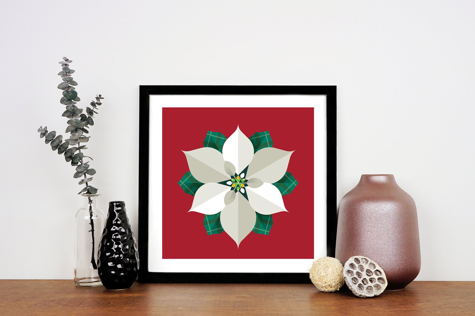 White Poinsettia Modern Art Print Poster for the Home – Christmas ...