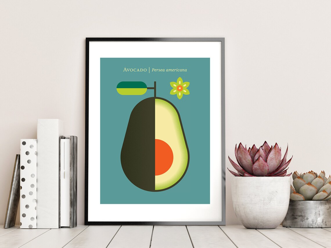 Modern Avocado Art Print for Home, Office, Kitchen. Vegetable Print ...