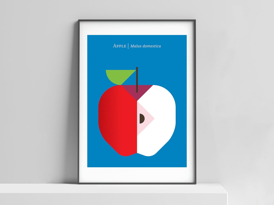 Modern Apple Print for the Kitchen, Office, Kids Room. Minimalist Apple ...