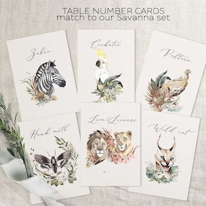 Jungle Animals Table Number Cards Online Editable Table - Etsy