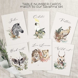 Jungle Animals Table Number Cards, Online Editable Table Number ...