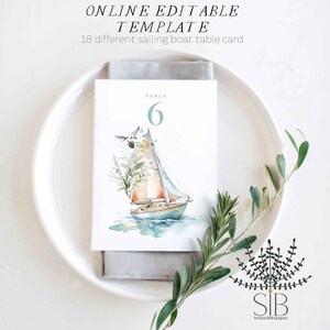 Sailboat Table Number Cards, Beach Table Numbers, Boat Wedding Table ...