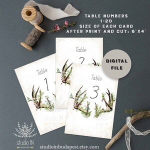 Woodland Table Numbers 1-20, Deer Printable Table Numbers, Boho Table ...