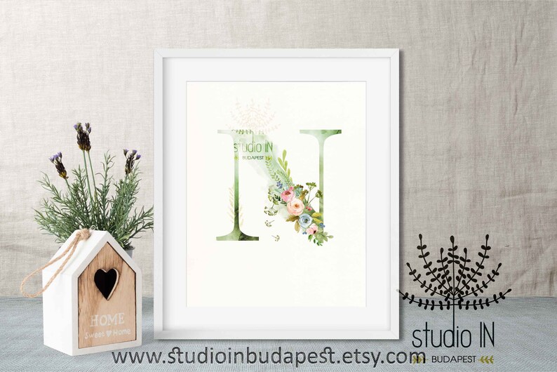 Letter R Watercolor Initial or Monogram With Purple Floral and - Etsy