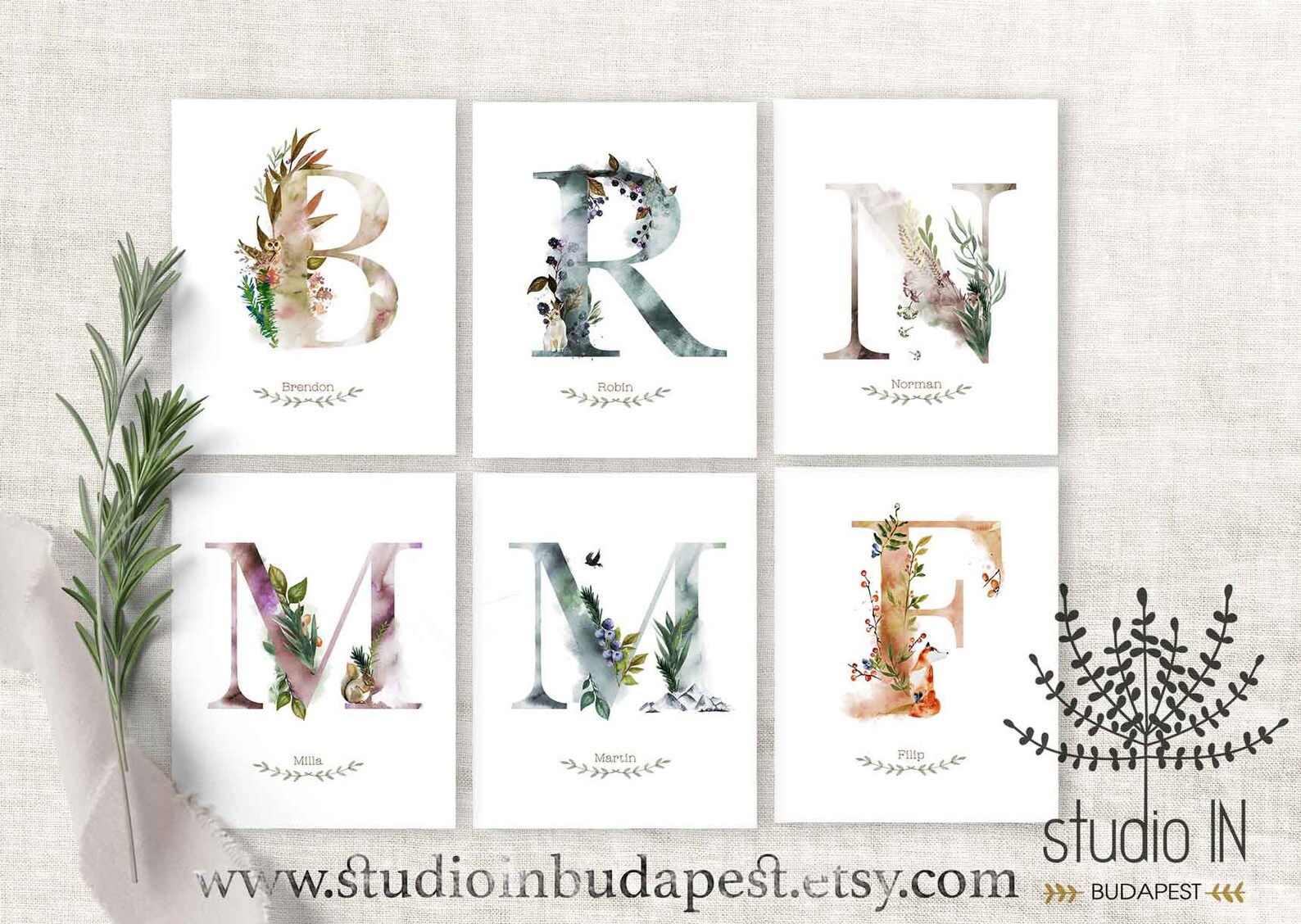 Letter P Initial or Monogram Floral Watercolor Wall Decor - Etsy