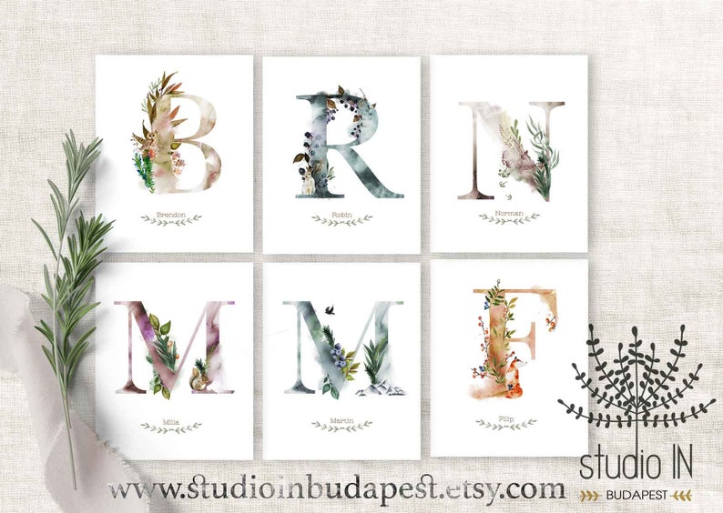 Letter R Watercolor Initial or Monogram With Purple Floral and - Etsy