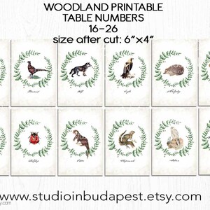 TABLE SIGN, Woodland Table Sign, Woodland Table Number 16-32, Forest ...