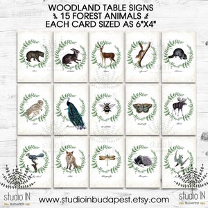 PRINTABLE TABLE SIGN, Woodland Table Sign, Woodland Table Number ...