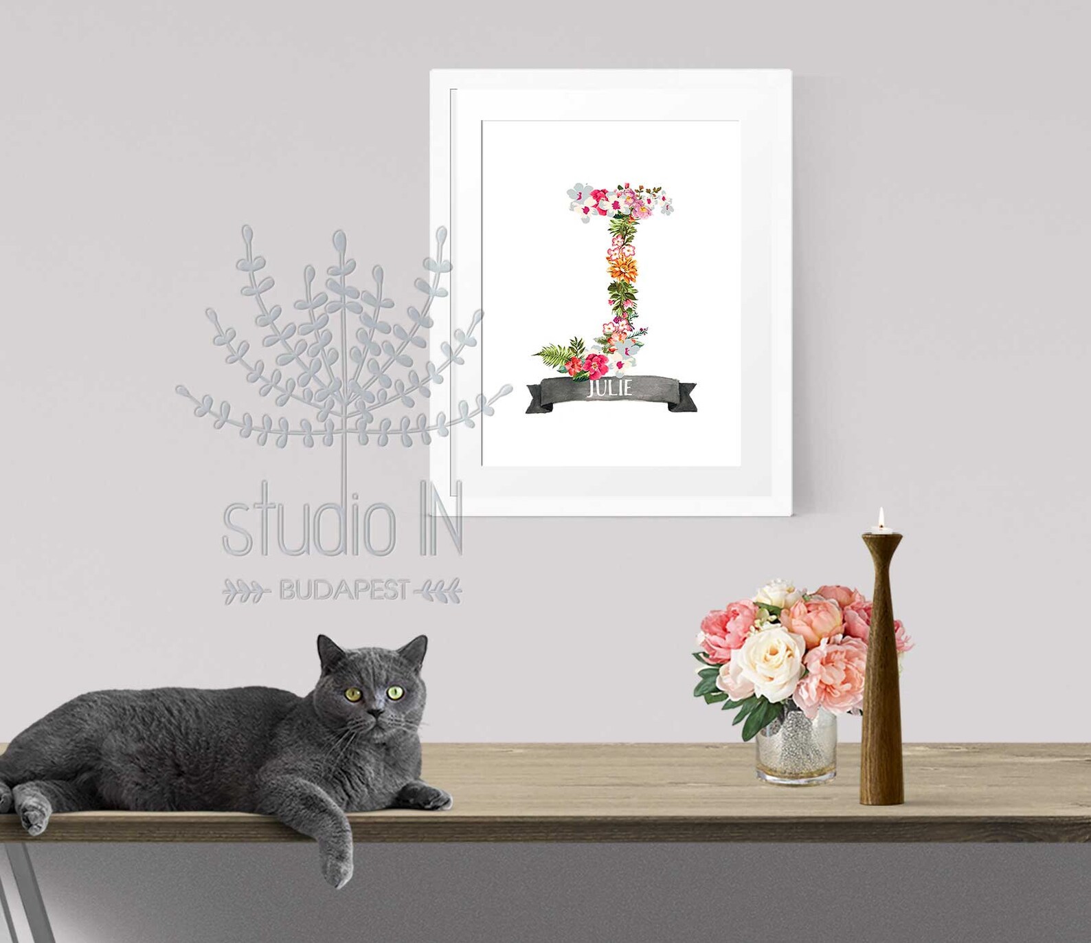 Custom Initial Floral Letter Wall Art Printable Letter - Etsy